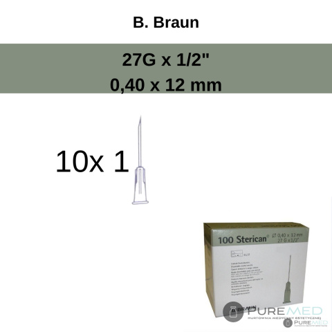B. Braun igły do mezoterapii 27G 0,40 x 12 mm 10 sztuk